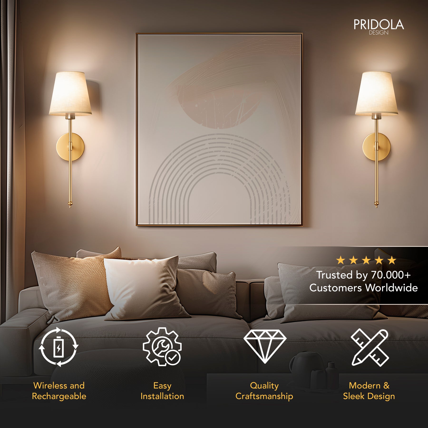 WIRELESS WALL SCONCES (SET OF 2) – Pridola Design UK